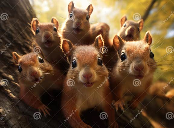 A group of squirrels stock illustration. Illustration of adorable ...