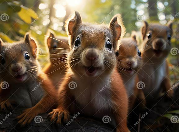 A group of squirrels stock image. Image of welfare, wood - 289734923