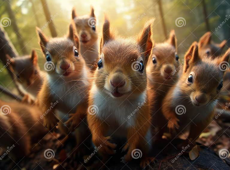 A group of squirrels stock image. Image of happy, mascot - 289736569