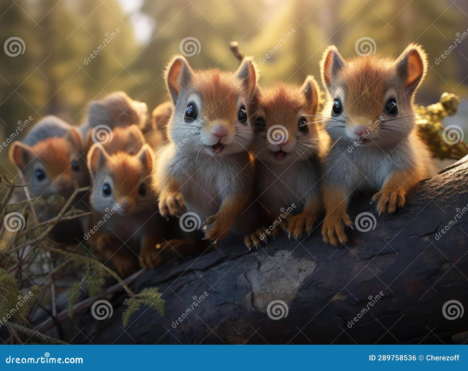 A group of squirrels stock photo. Image of stump, cute - 289758536