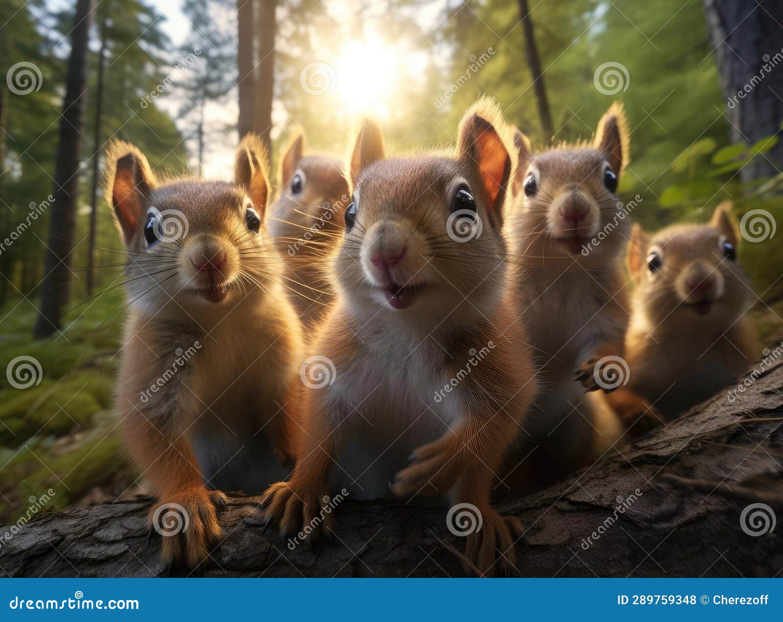 A group of squirrels stock photo. Image of stump, group - 289759348