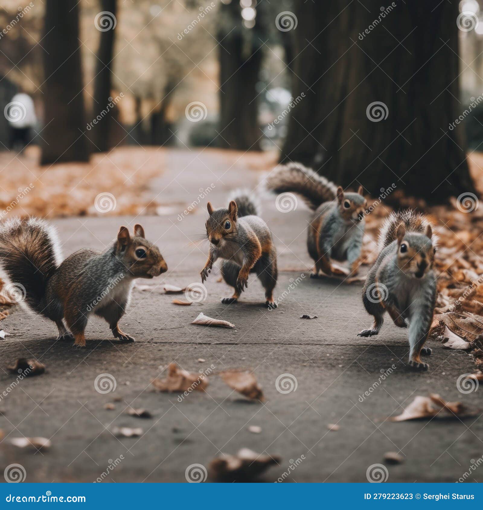 A Group of Squirrels Walking Down a Sidewalk. Generative AI Image ...