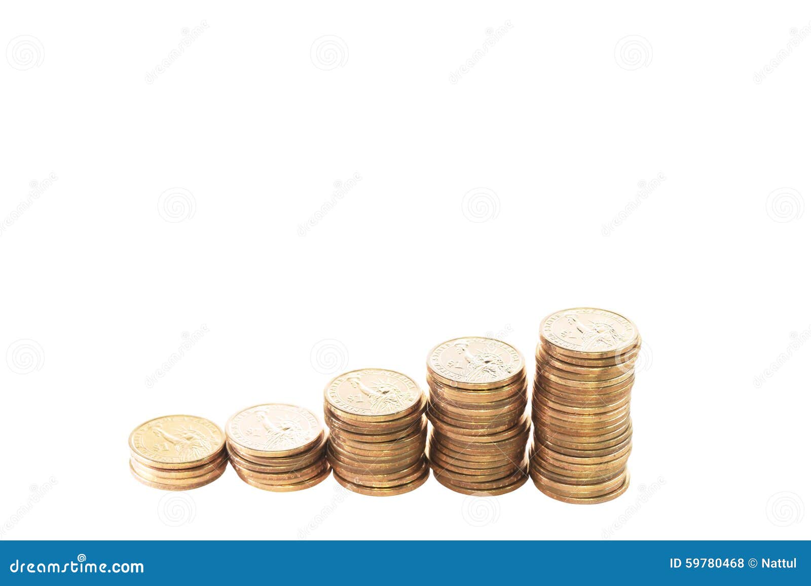 Group of Stack of One Dollar Coins Stock Photo - Image of gold, coin ...
