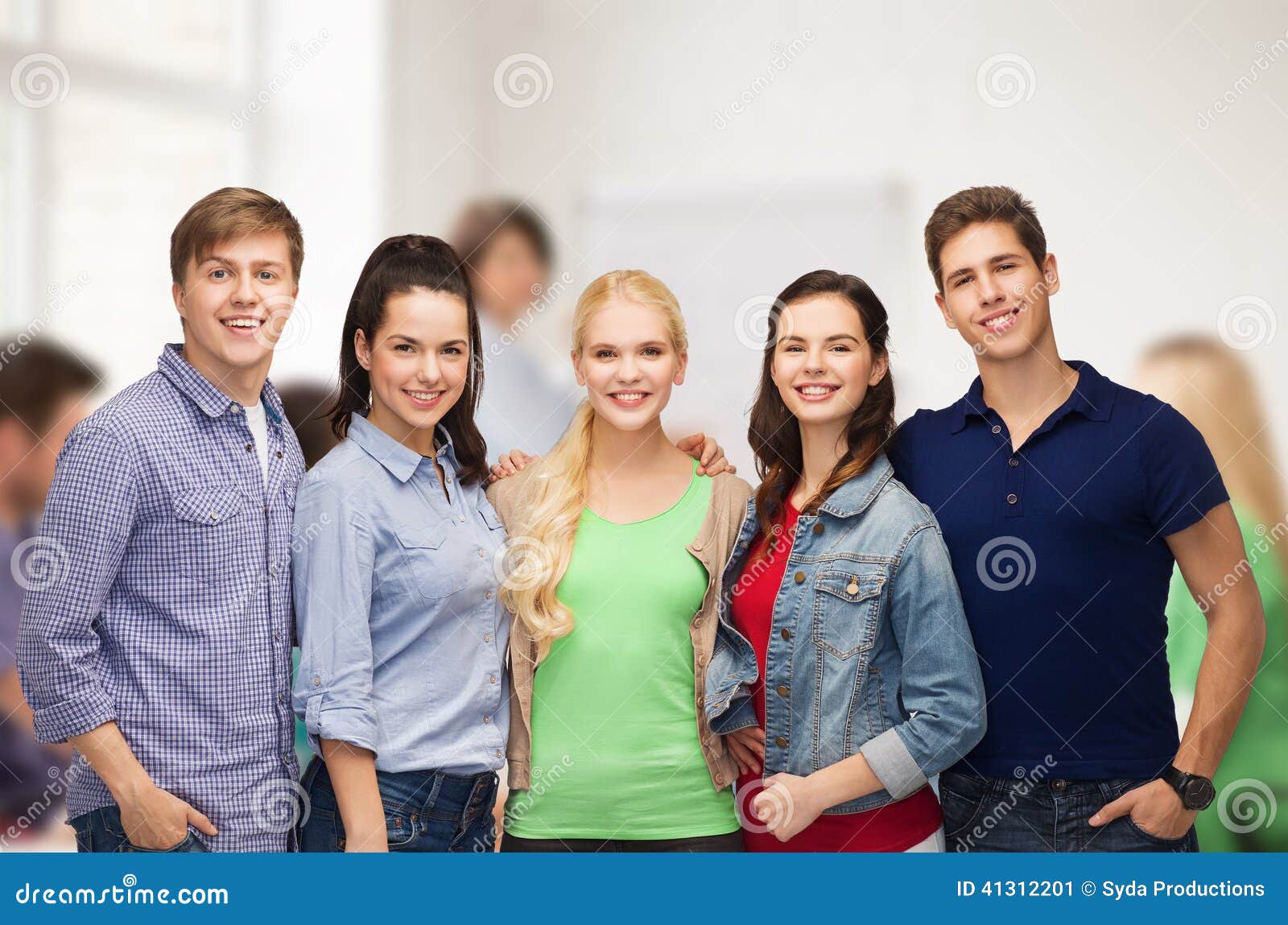 Group of Standing Smiling Students Stock Image - Image of class ...