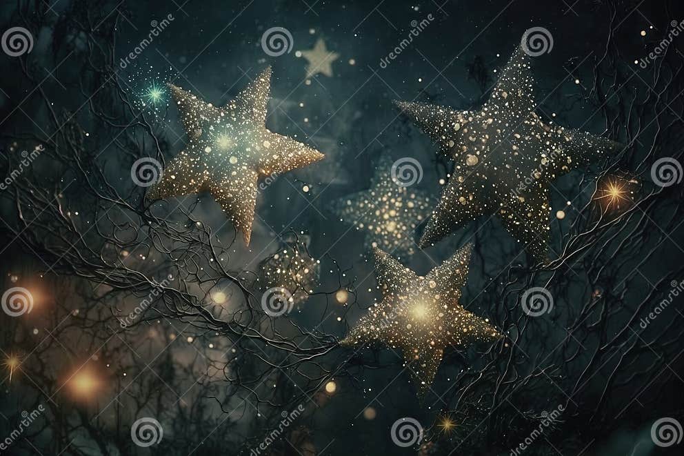 A Group of Stars Sitting on Top of a Tree Filled with Stars in the ...