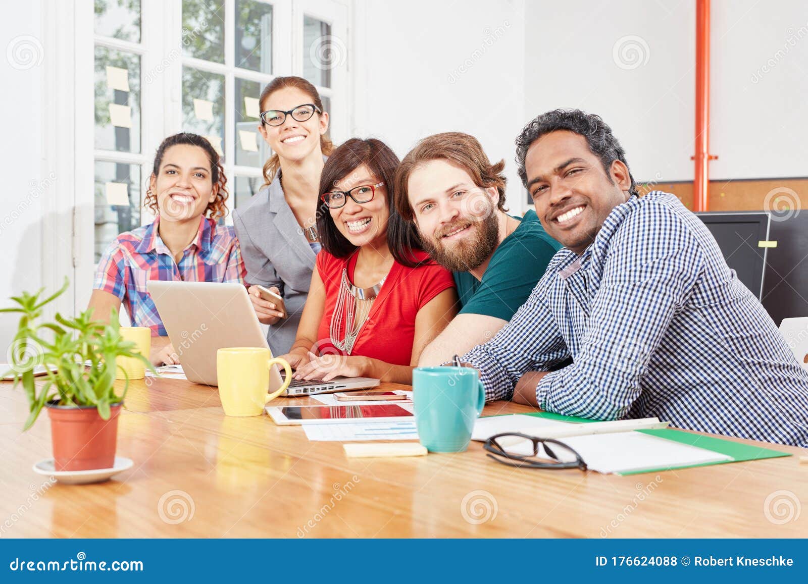 Group of Startup Founders Using Computers in a Team Stock Photo - Image ...