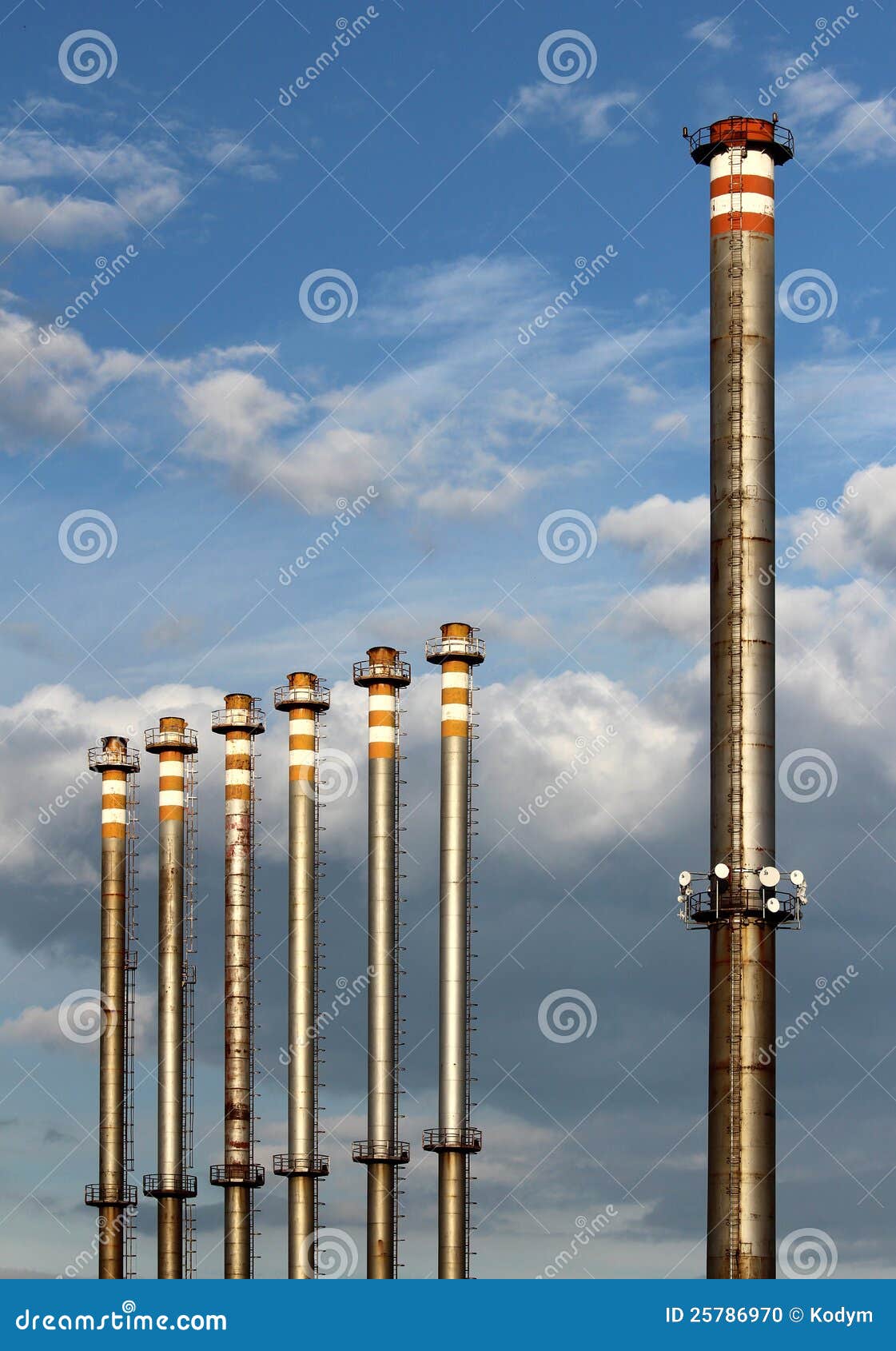 Group of Steel Factory Chimney Stock Photo - Image of atmosphere, fuel ...