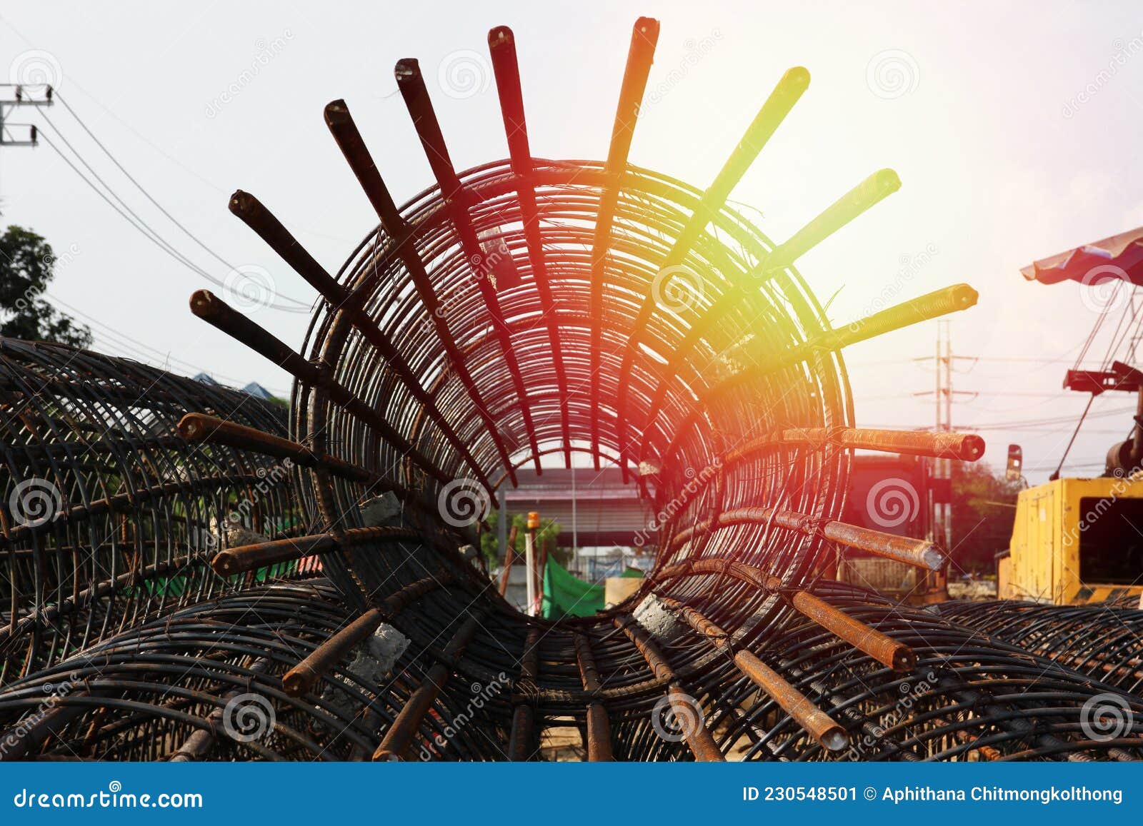 Group of Steel Structure Make for Bored Pile in Big Construction Site ...
