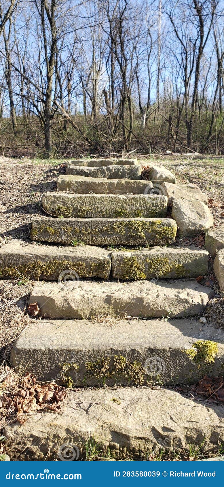 A Group of Stone Stairs Seen in Early Spring Stock Image - Image of ...