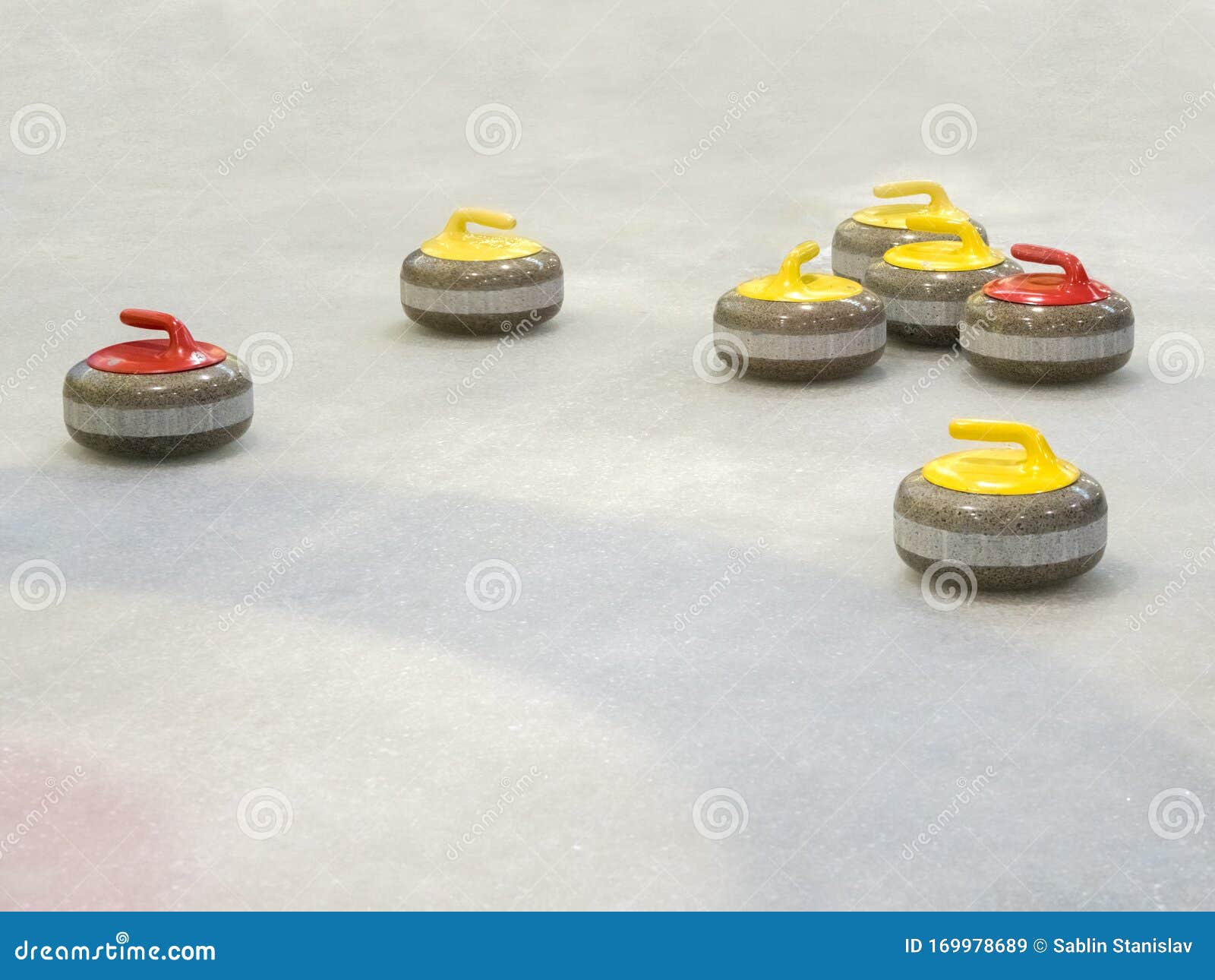 Group of Stones for Curlinggame in Curling on Ice. Stock Image - Image ...