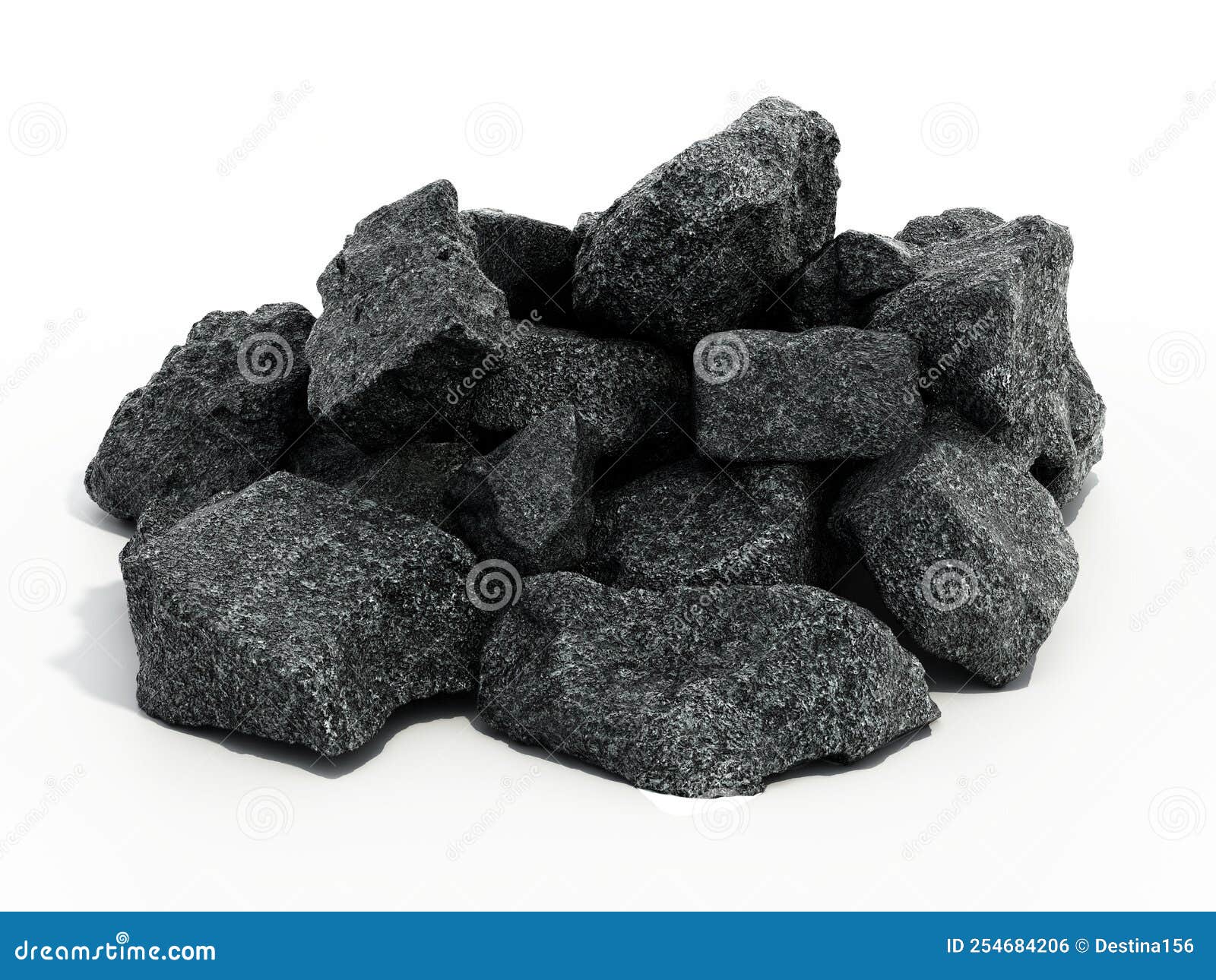 Group of Stones Isolated on White Background. 3D Illustration Stock ...
