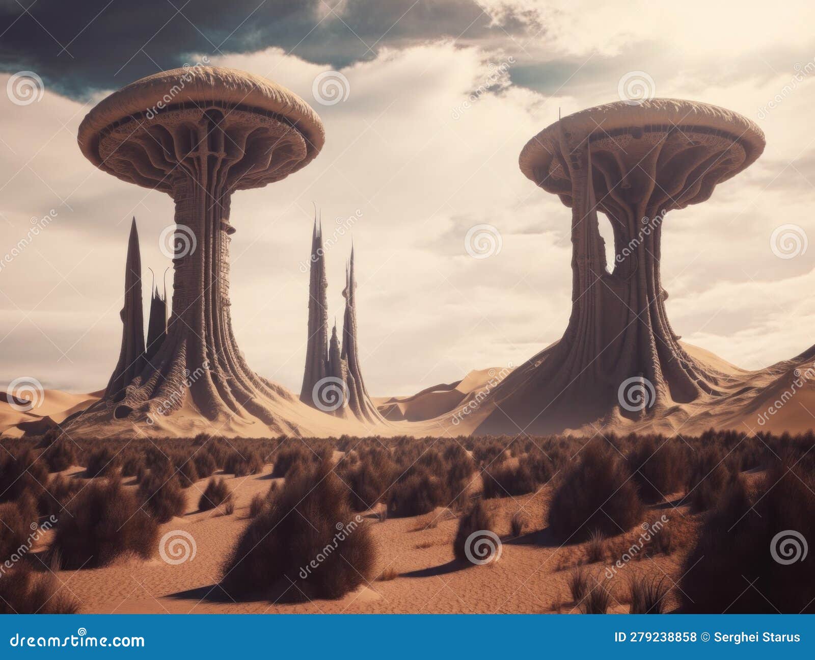 A Group of Strange Looking Structures in the Desert. Generative AI ...