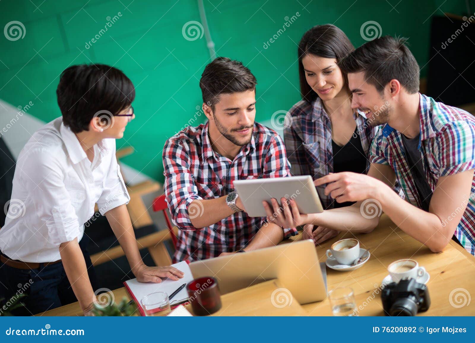 Group of Student in the Cafe Stock Photo - Image of meeting, computer ...