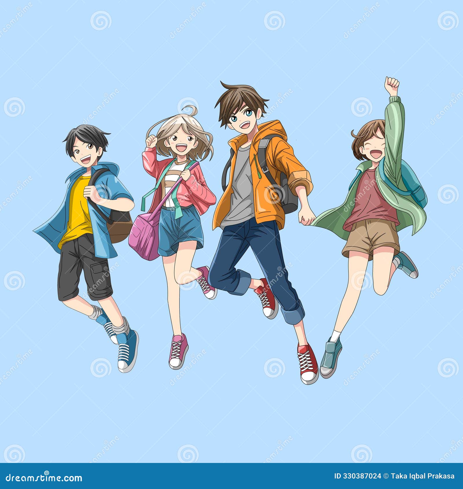 Chibi Style Manga Girl Blissful In A Rainy Scene Holding A Heartshaped ...