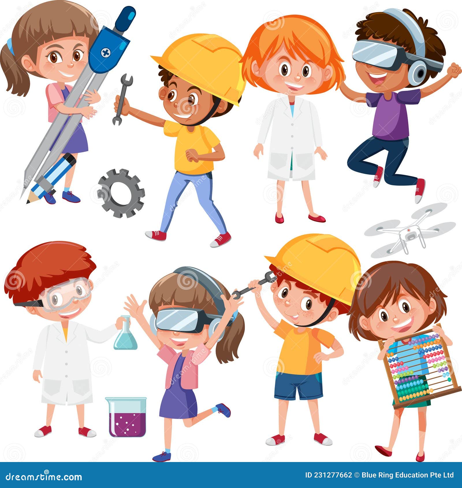 Group of Student Learning Character Stock Vector - Illustration of ...