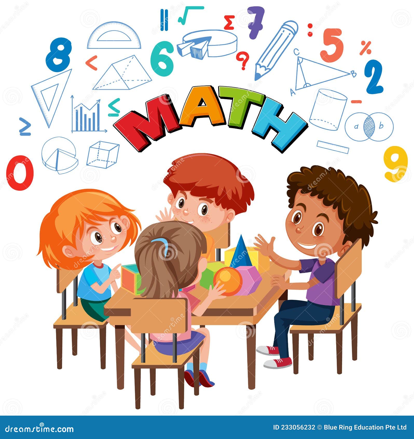 Group of Student Learning Math Stock Vector - Illustration of study ...