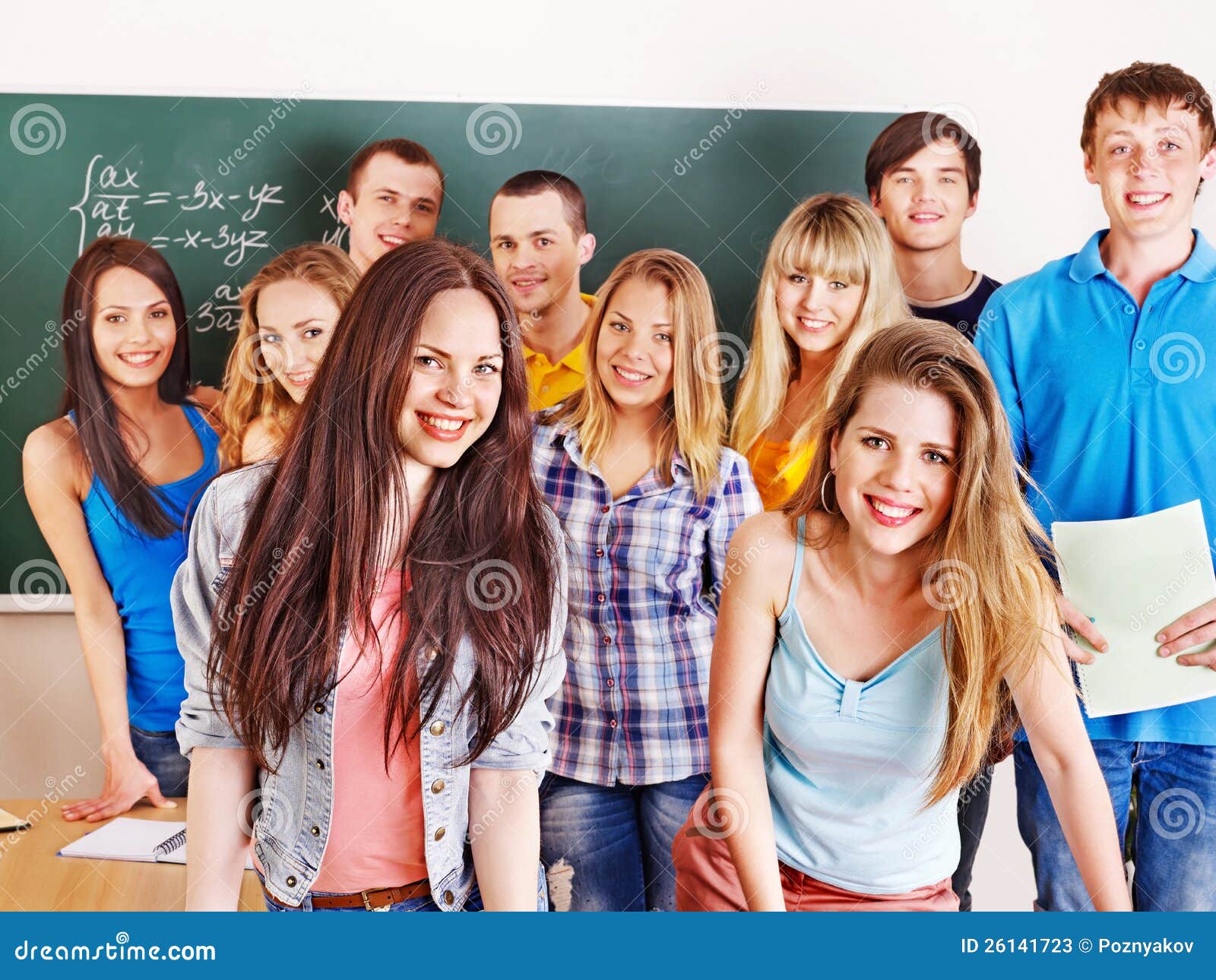 Group Student Near Blackboard. Stock Image - Image of chalk, education ...