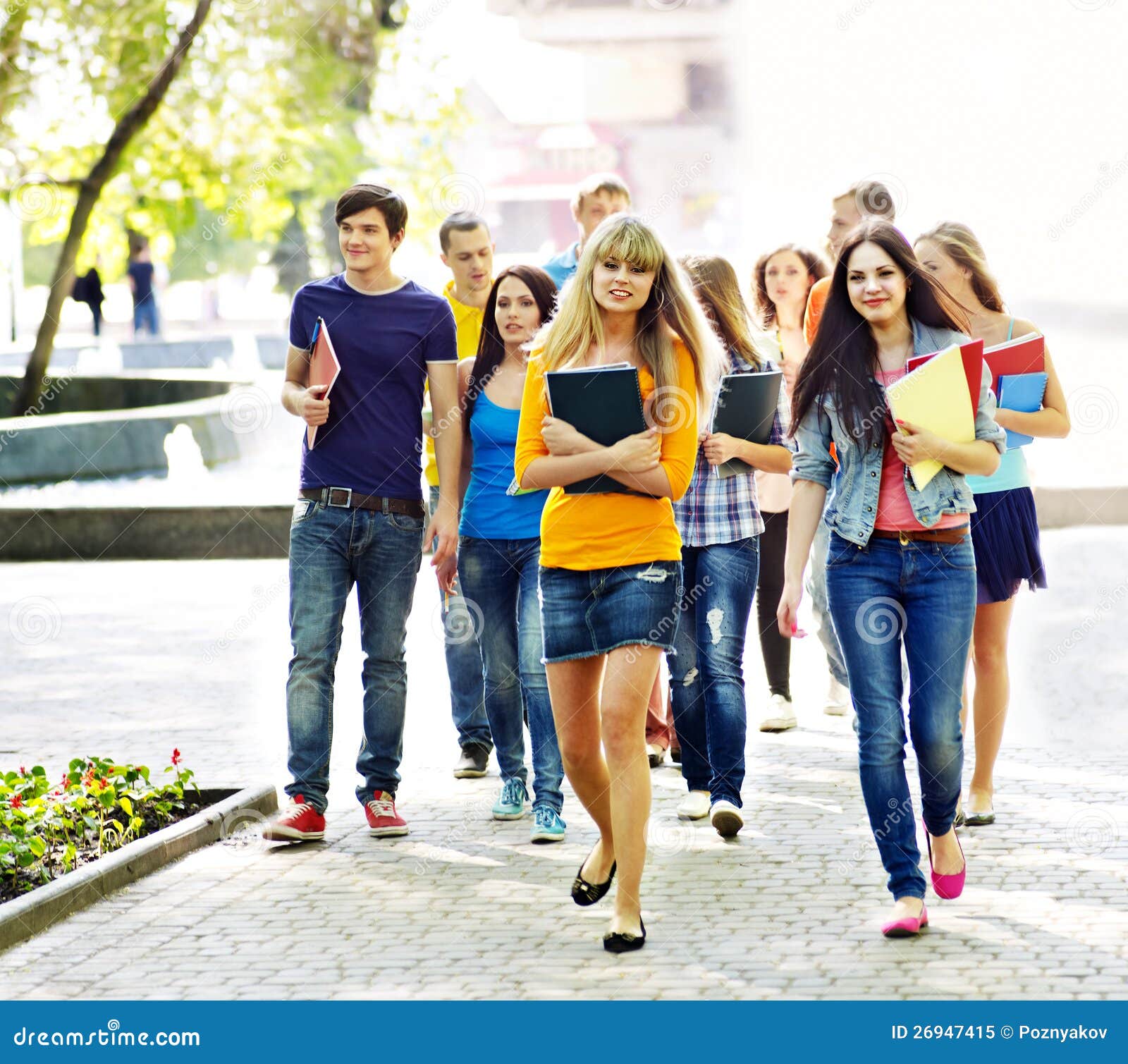 Group student outdoor. stock image. Image of spiral, college - 26947415