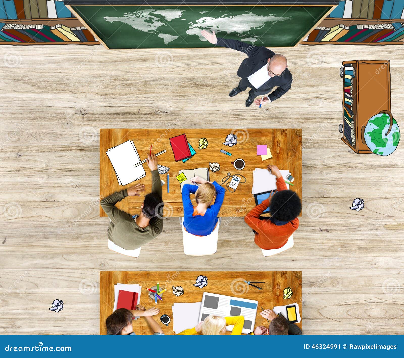 Group of Student Sleeping in Photo Illustration Stock Image - Image of ...