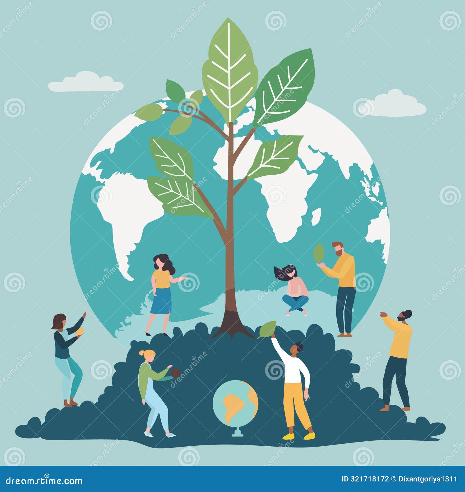 A Group of Student Working on Earth Healing Stock Vector - Illustration ...