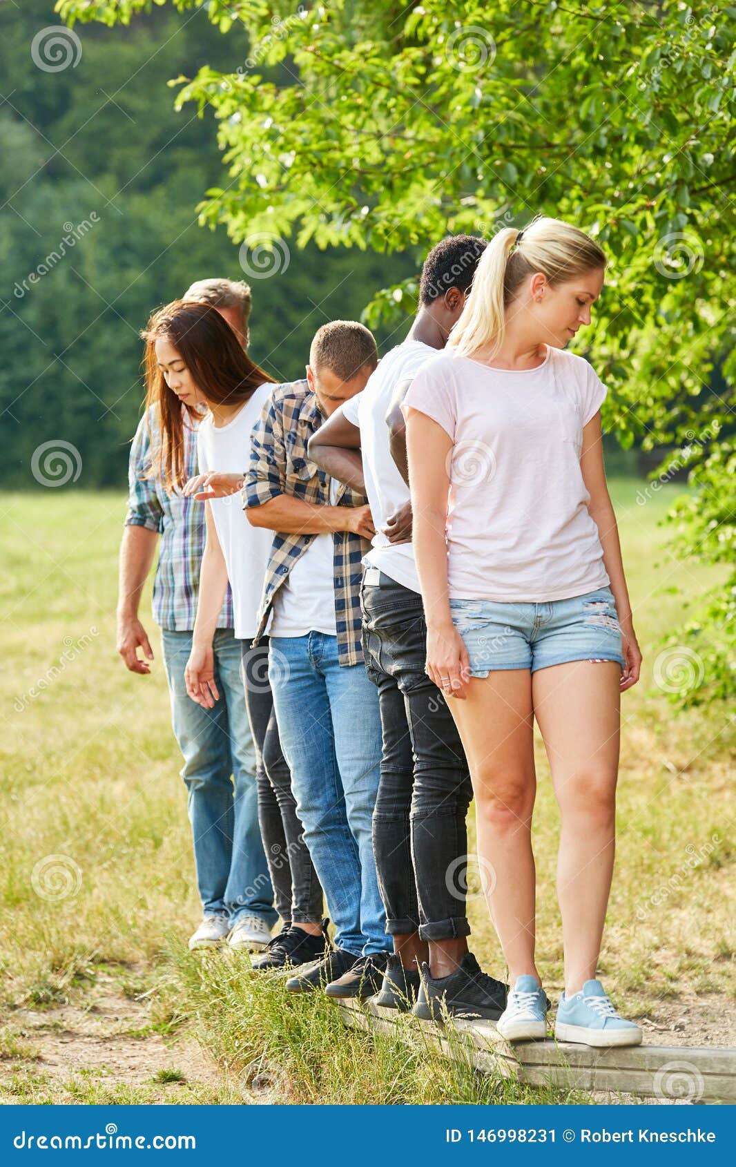Group of Students is Balancing on a Beam Stock Image - Image of ...