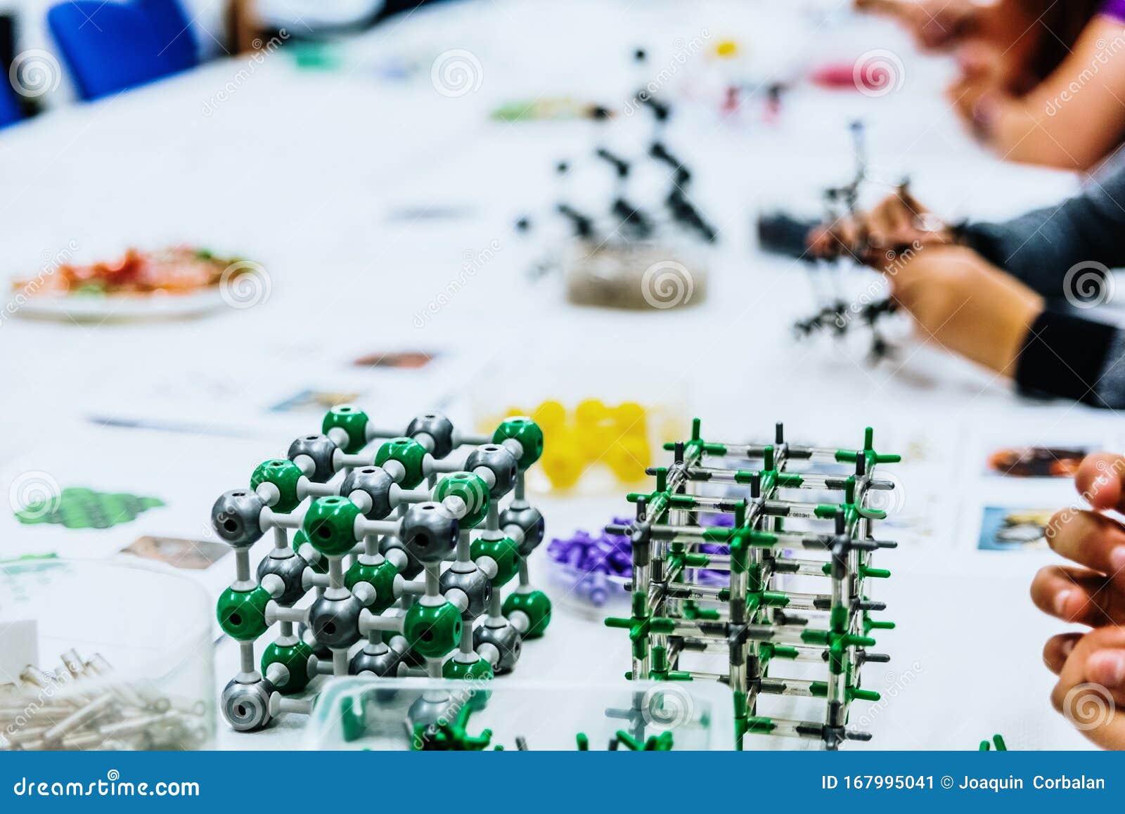 Group of Students in Biology Class Creating Molecular Models with ...