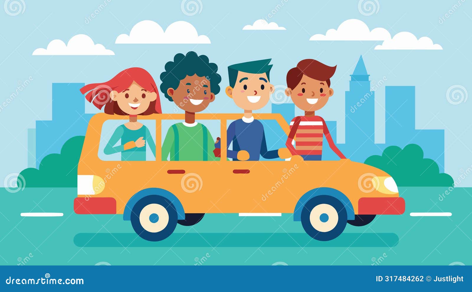 A Group of Students Carpooling To Class To Save on Gas and ...