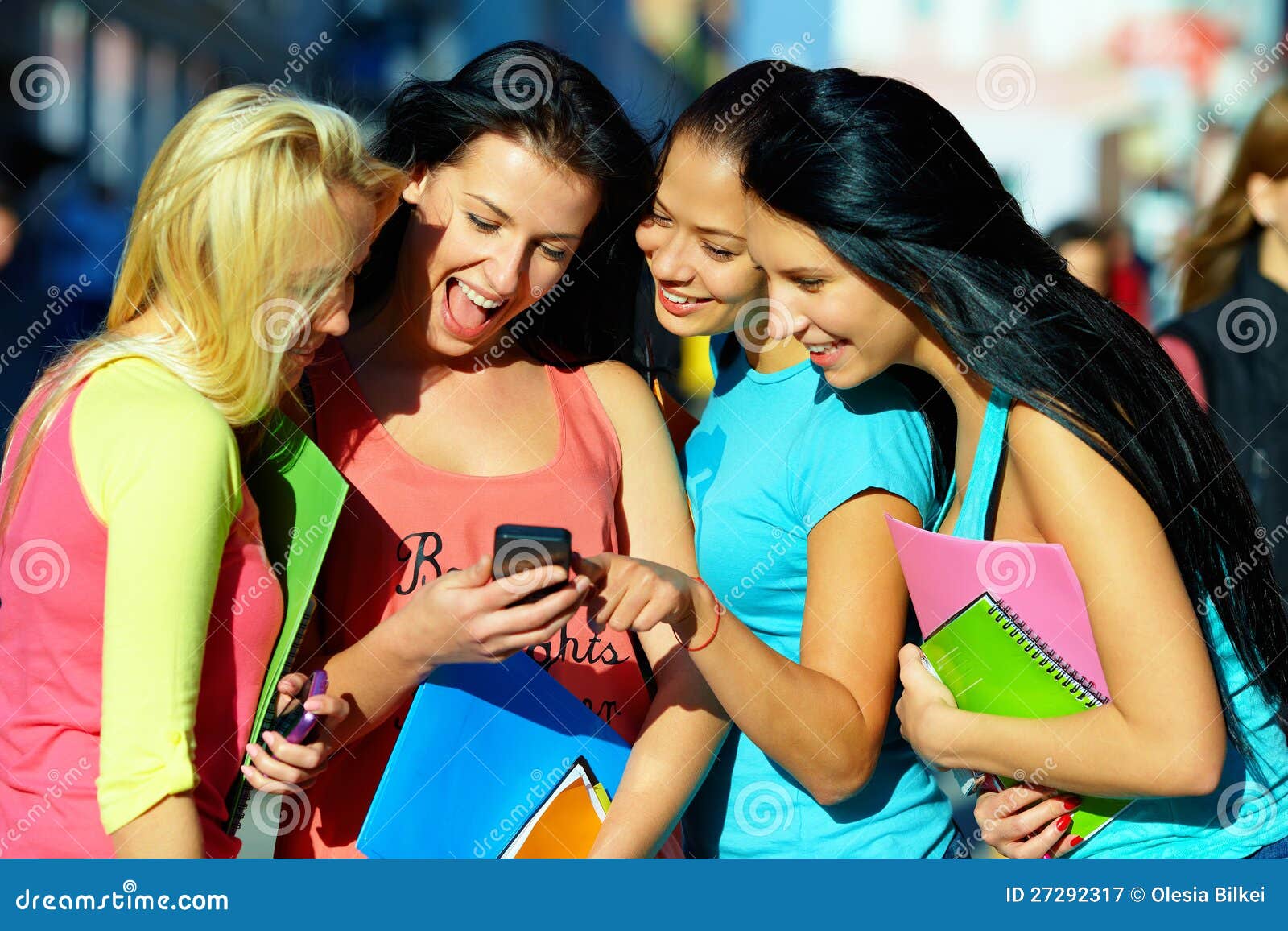 Group of Students Chat in Social Network on Phone Stock Image - Image ...