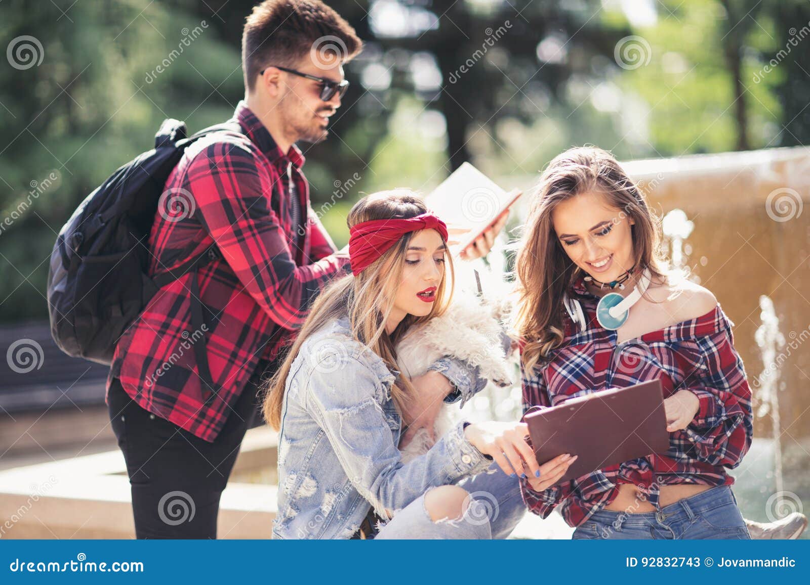 Group of Students Chatting Together Outdoors Stock Image - Image of ...