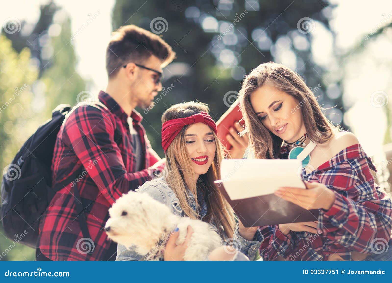 Group of Students Chatting Together in Park Stock Image - Image of male ...