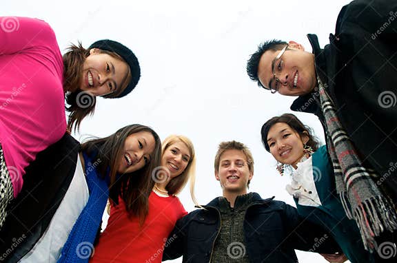Group of Students in Circle Stock Image - Image of caucasian, social ...