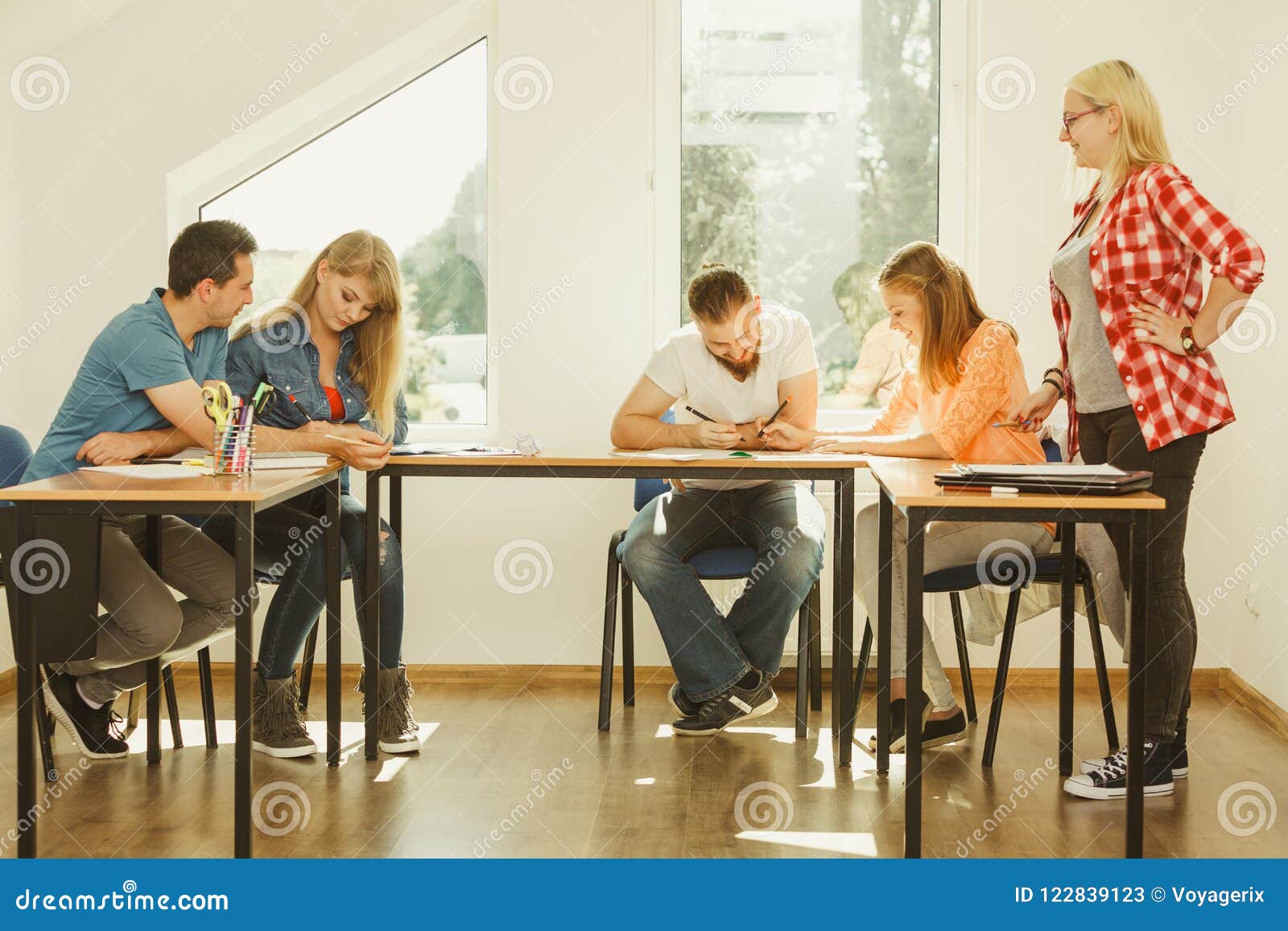 Group of students in class stock image. Image of learning - 122839123