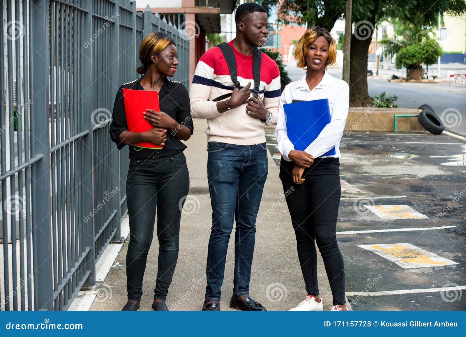 Group of Students after Class, Smiling Stock Photo - Image of grid ...