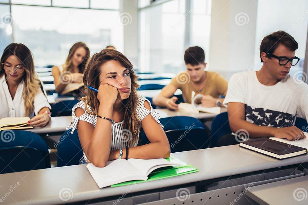 Students in Class at the University Stock Photo - Image of desk ...