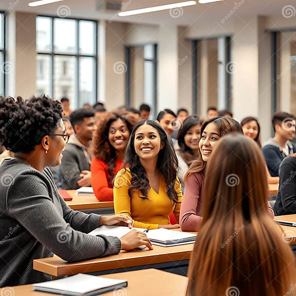 Group of Students in Classroom Stock Illustration - Illustration of ...