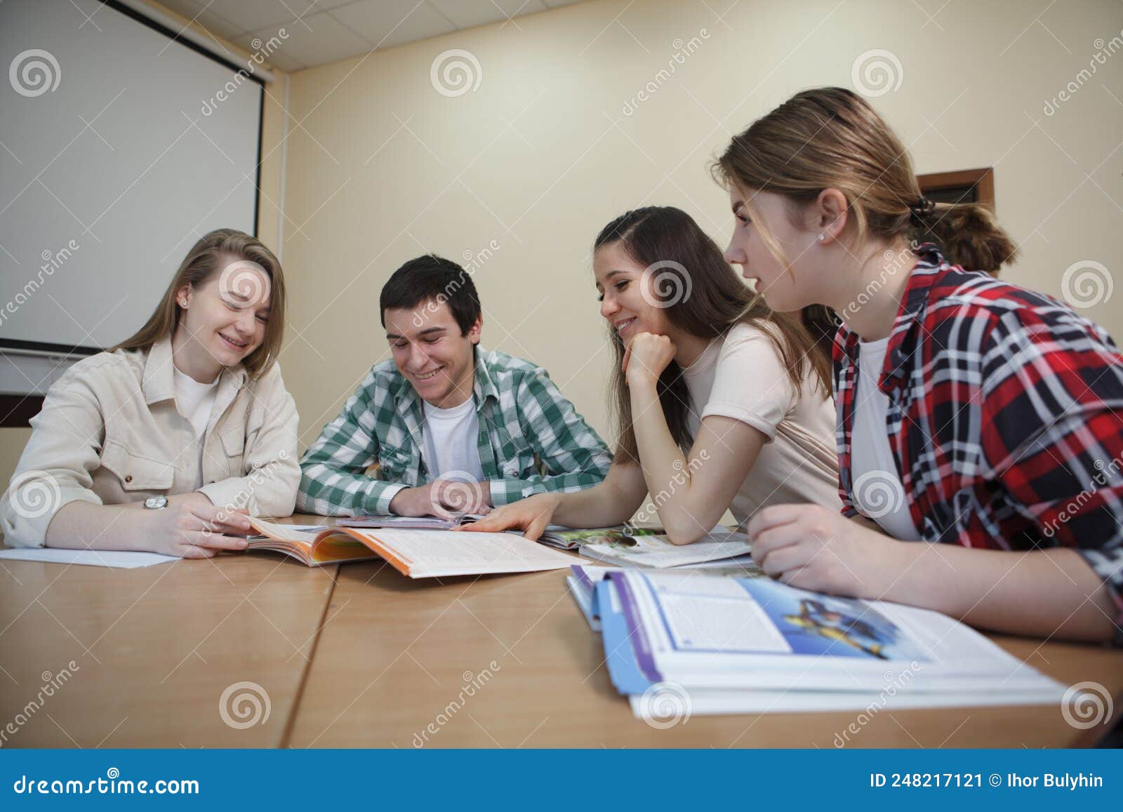 Group of Students at Classroom Together Stock Image - Image of studying ...