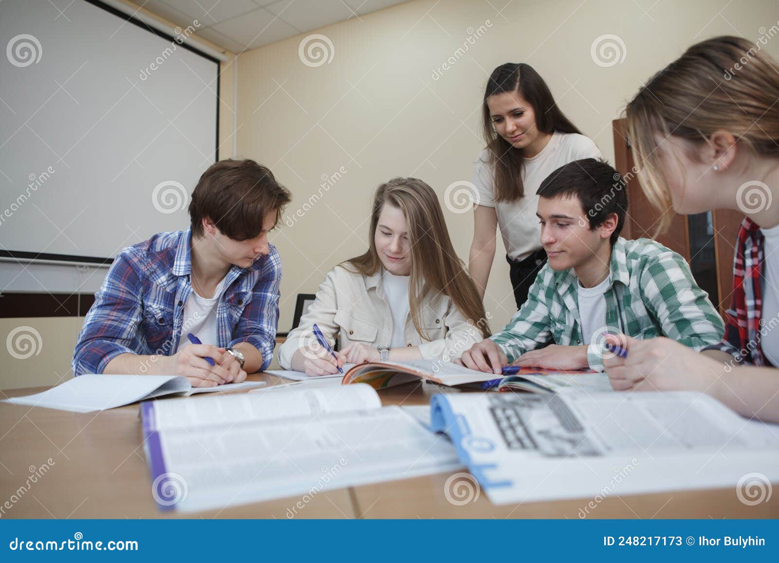 Group of Students at Classroom Together Stock Image - Image of together ...