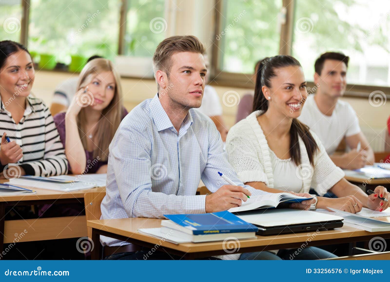 Group of Students in Classroom Stock Photo - Image of horizontal ...