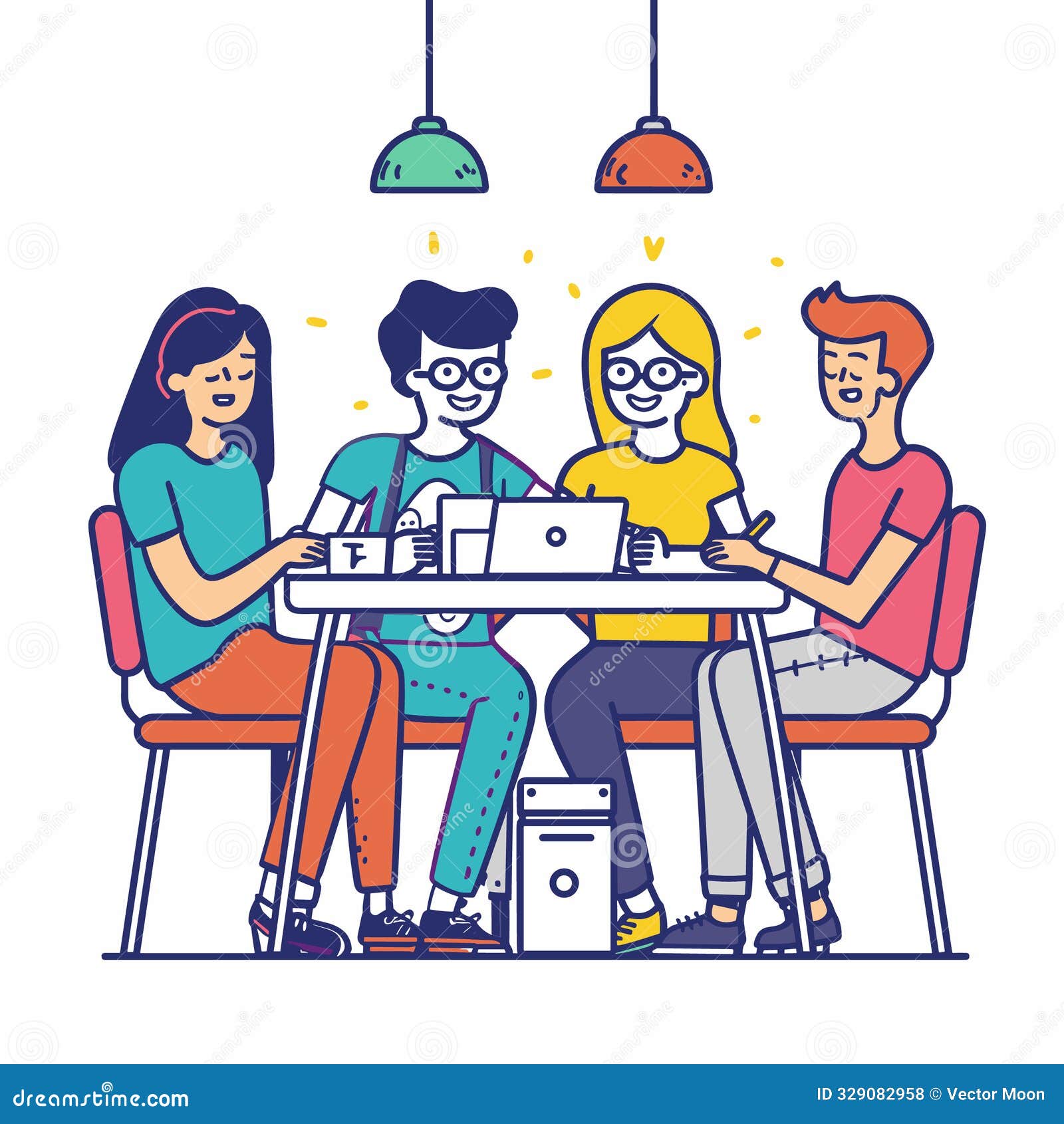 Group Students Collaborating Project, Diverse Young Adults Discussing ...