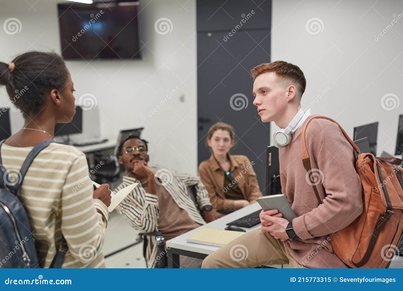 Group of Students Communicating Stock Image - Image of brainstorming ...