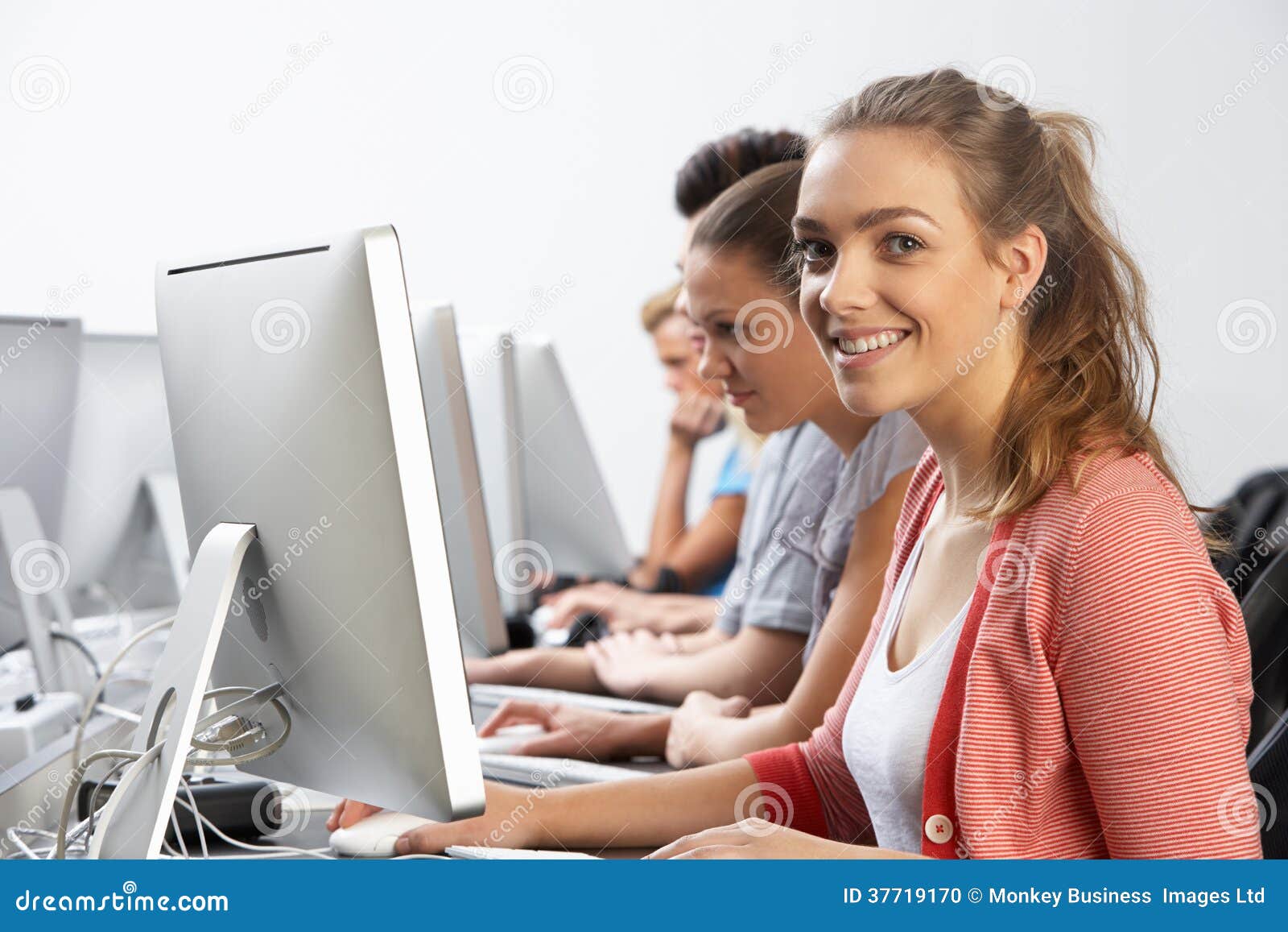 Group of Students in Computer Class Stock Photo - Image of face ...