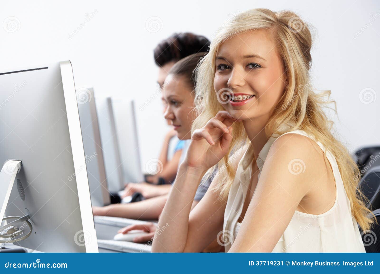 Group of Students in Computer Class Stock Image - Image of class ...