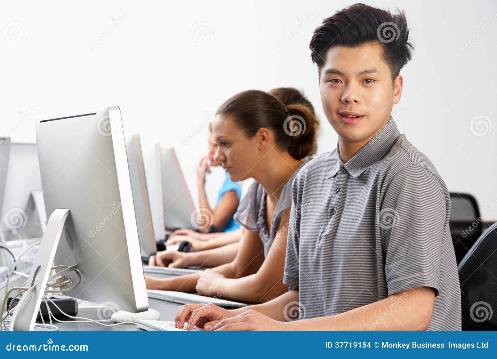 Group of Students in Computer Class Stock Photo - Image of asian ...