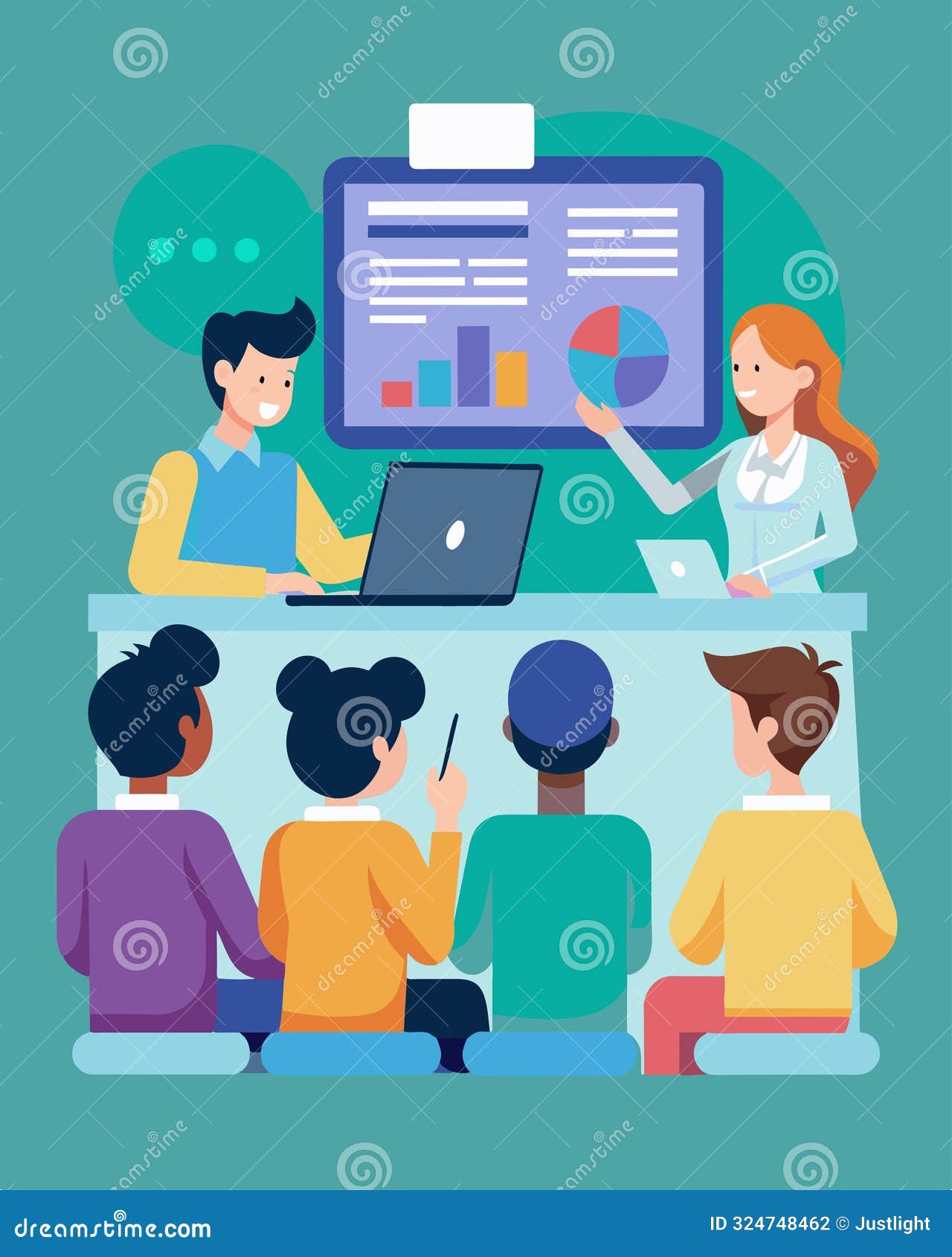 A Group of Students Creating and Presenting a PowerPoint Presentation ...