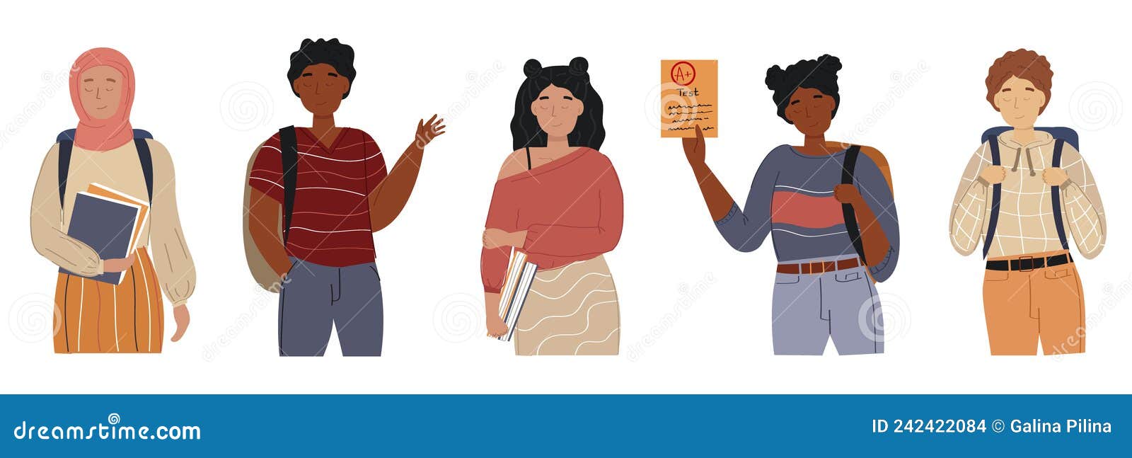 A Group of Students of Different Race. Stock Vector - Illustration of ...