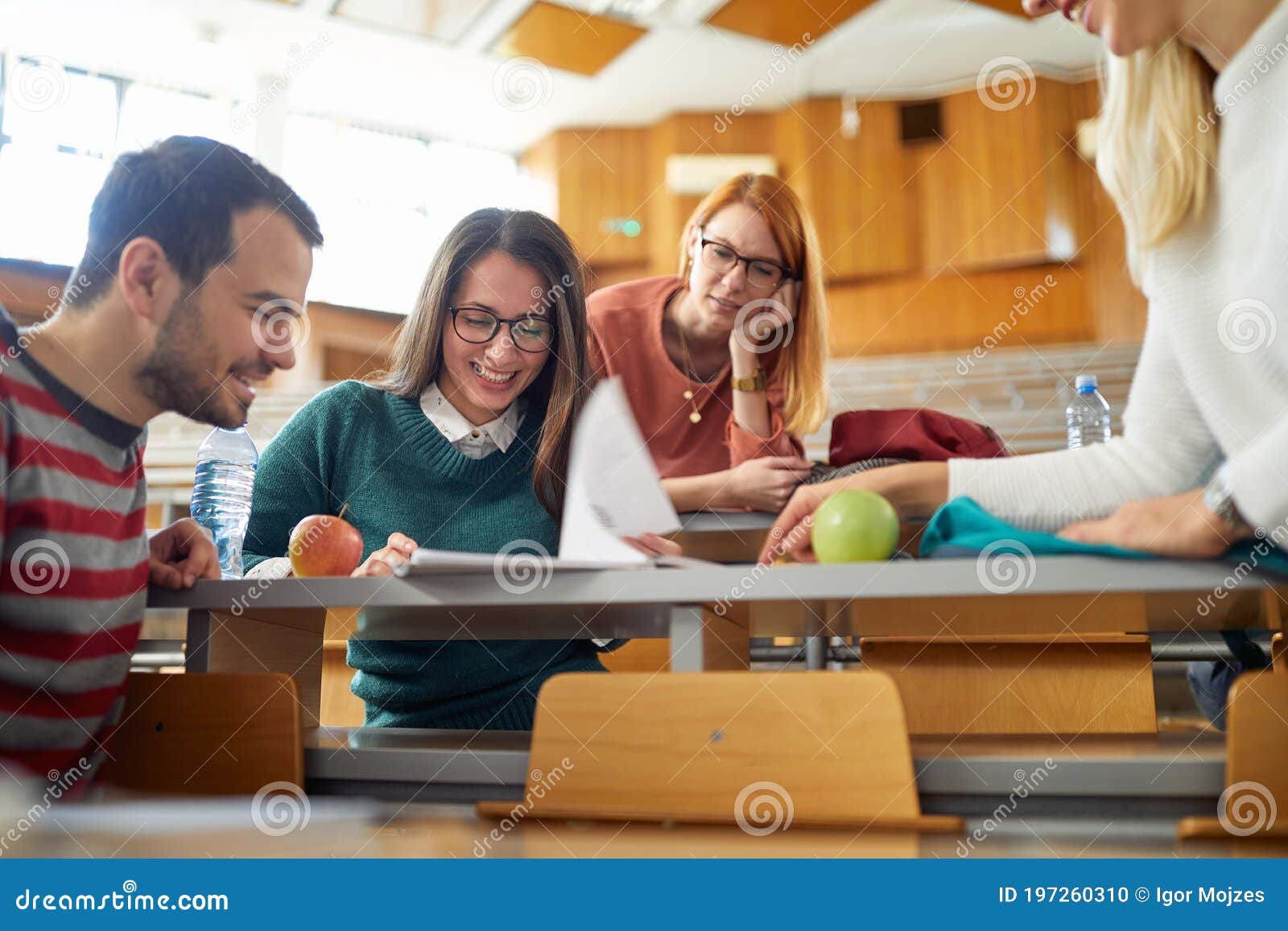 Group of Students Discussing the Lesson on the Lecture Break Stock ...