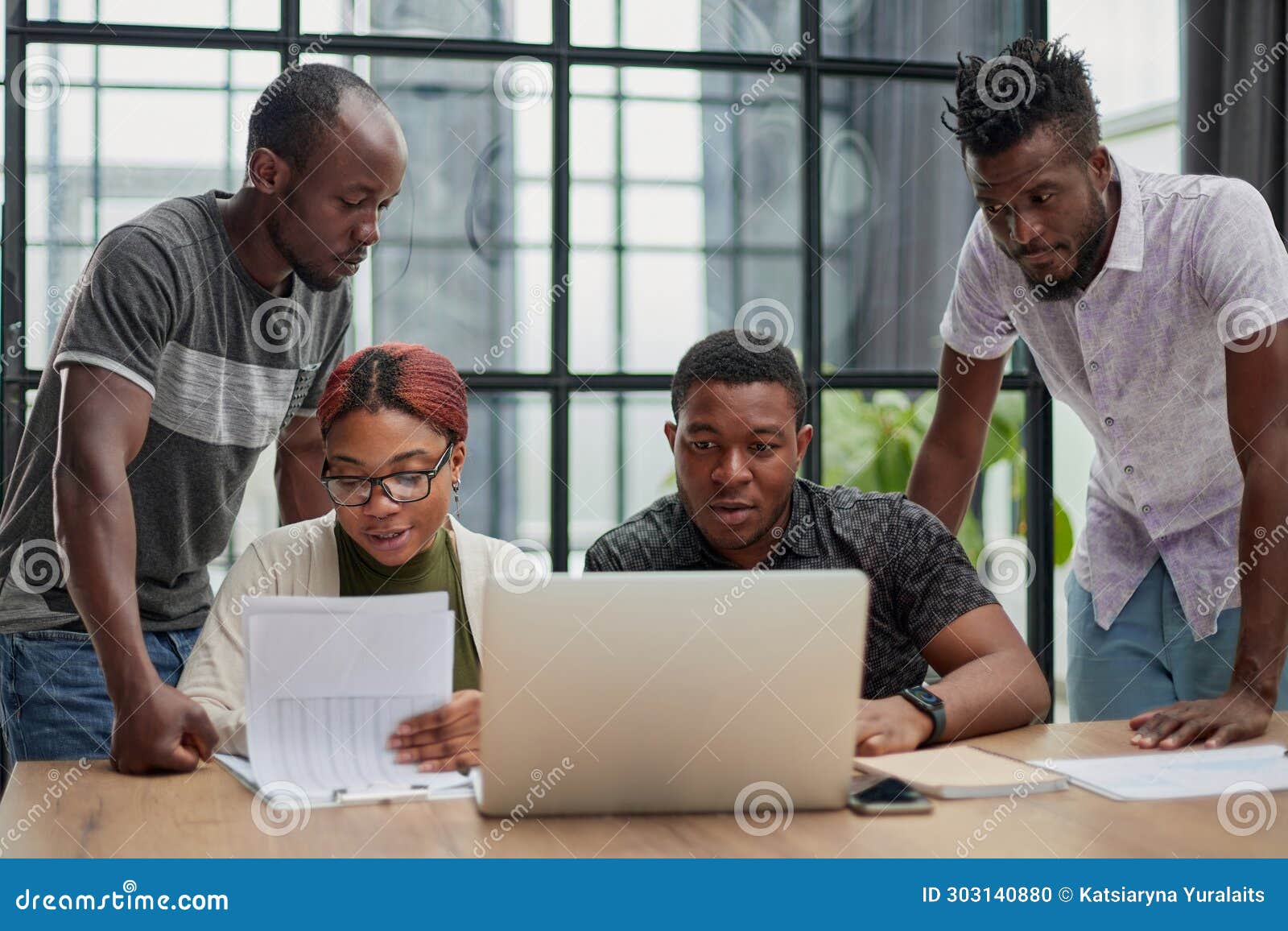 Group of Students are Discussing the University Project Stock Photo ...