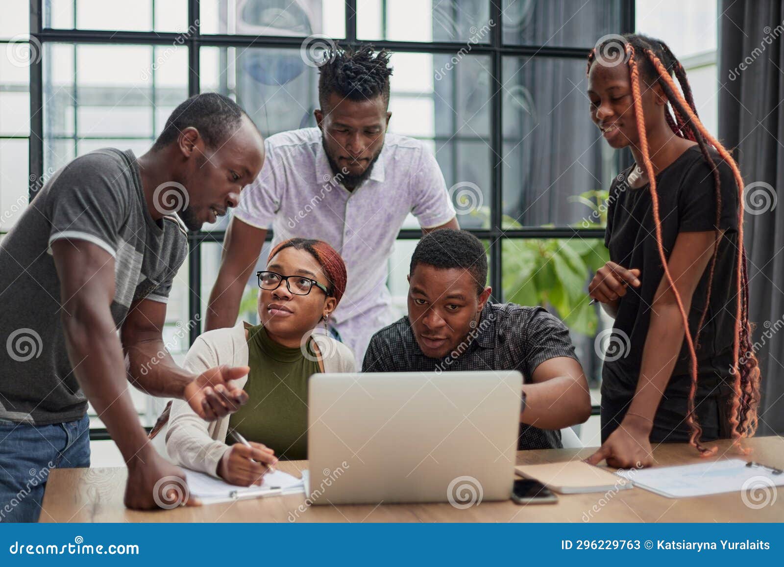 Group of Students are Discussing the University Project Stock Image ...