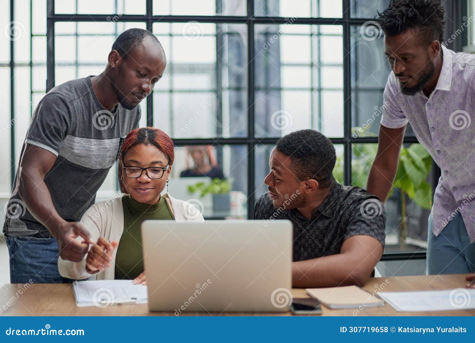 Group of Students are Discussing the University Project Stock Photo ...