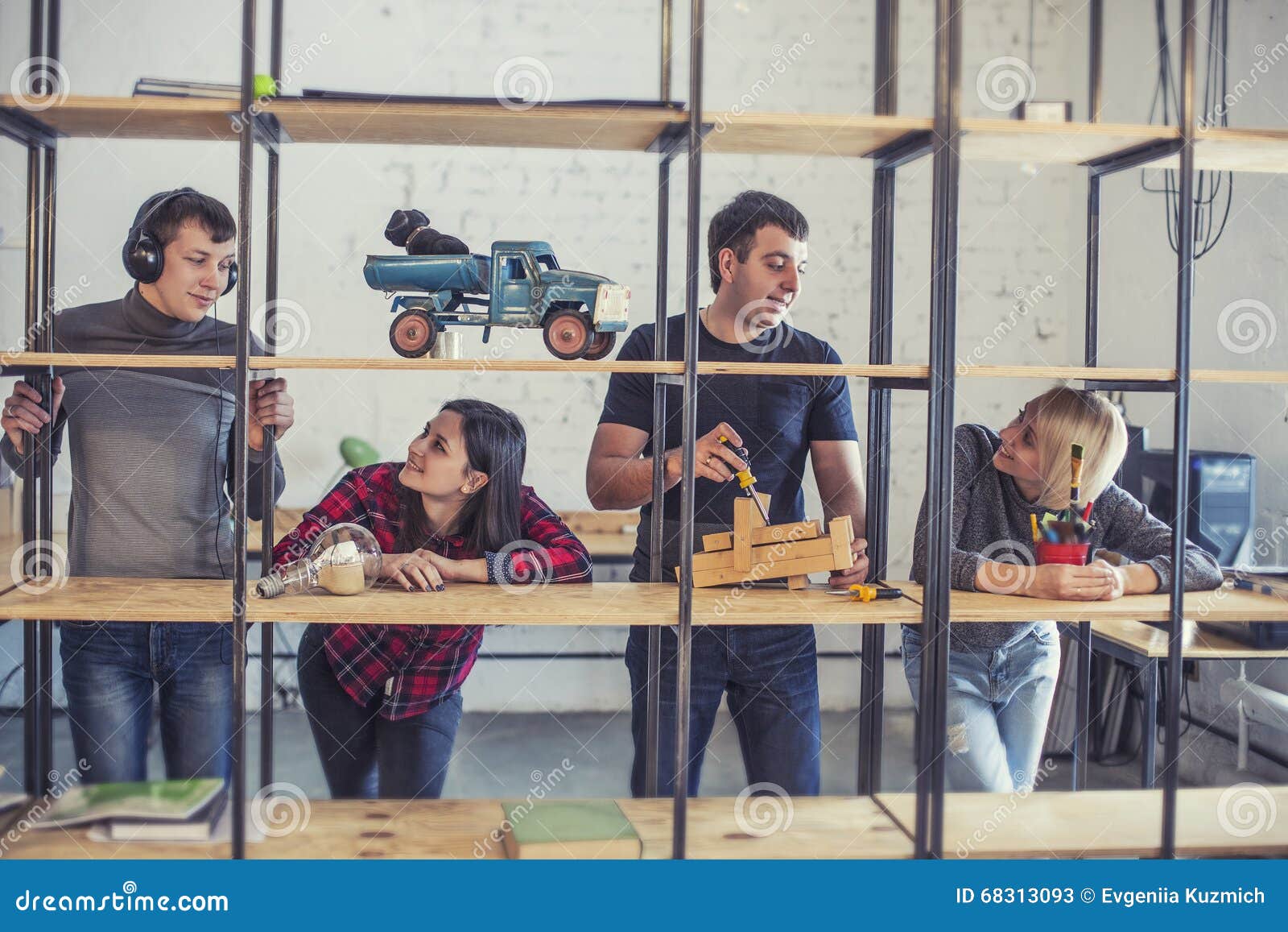 Group of Students are Doing and Discussing Creative Ideas in the Stock ...